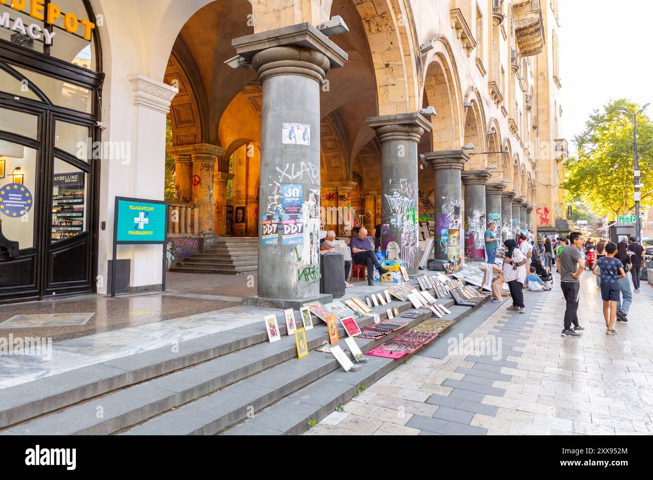 Tbilisi, Georgia - 14 AUG, 2024: The Shota Rustaveli Avenue, among the ...