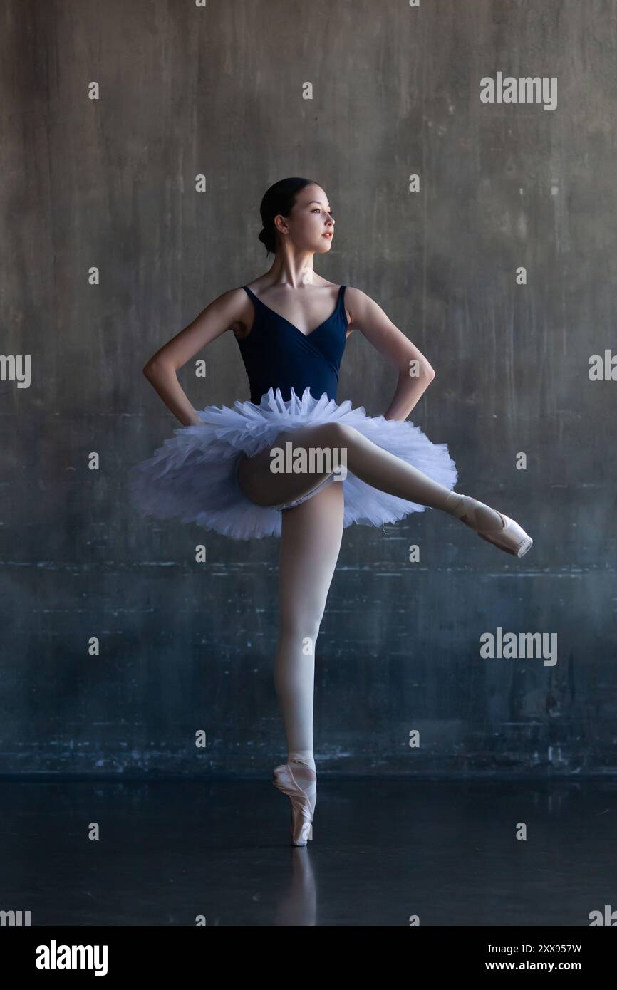 Ballerina stands on one leg Stock Photo - Alamy