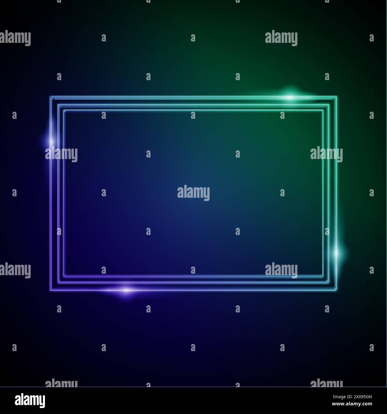 Neon Frame with Glow, and Sparkles. Electronic Luminous Rectangle Frame ...