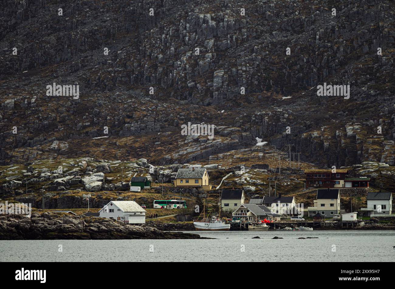 views of the fishing village of Giesvaer and its surroundings, Mageroya ...