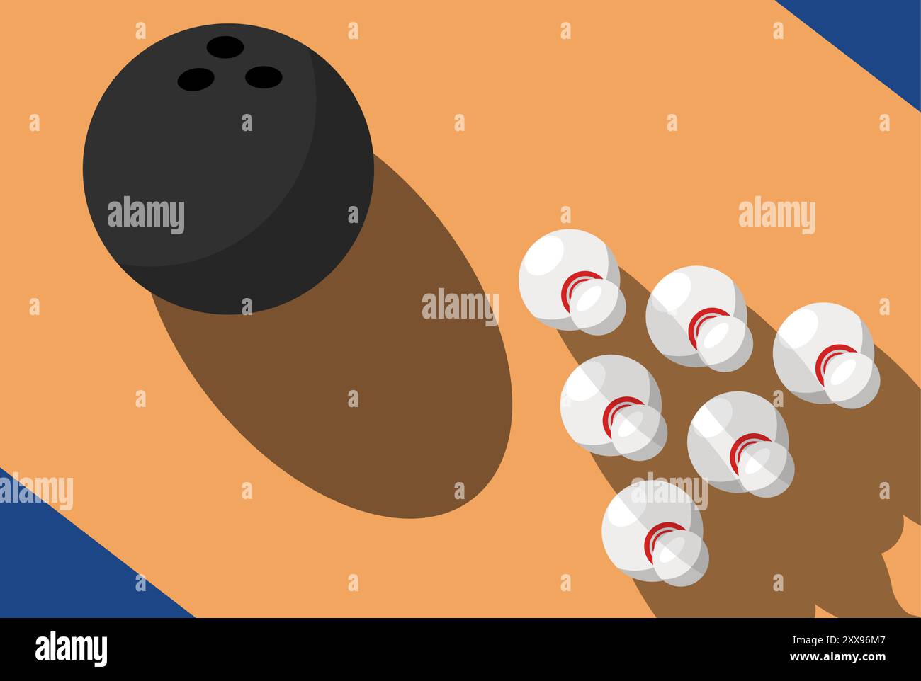 Bowling tournament flyer template, skittles and ball on bowling alley ...