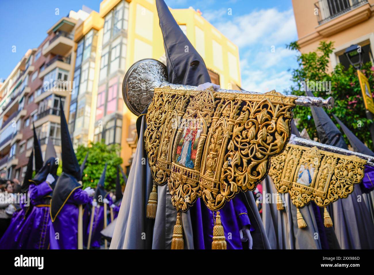 Malaga, Andalusia, Spain. Parade of the brotherhood RESCATE for Semana ...