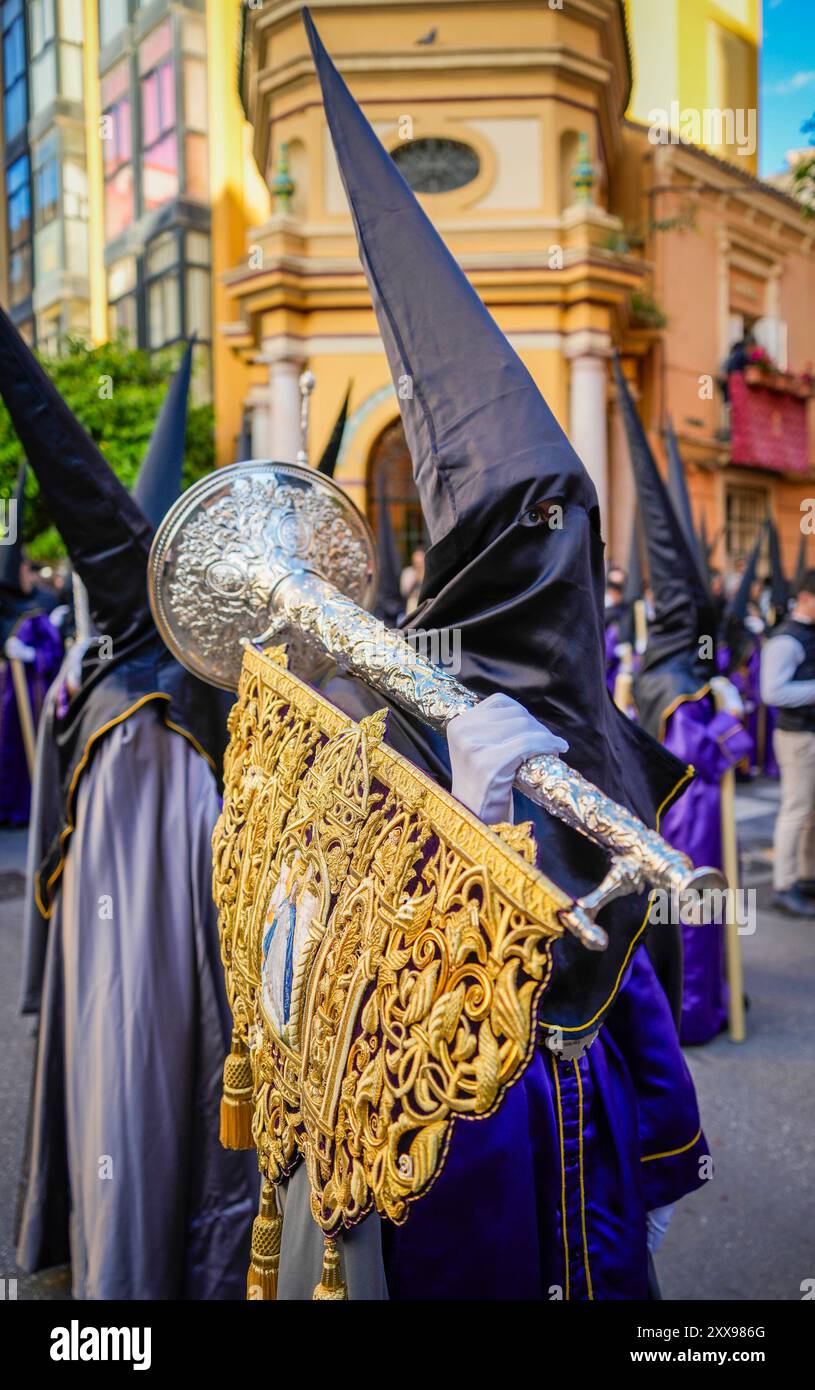 Malaga, Andalusia, Spain. Parade of the brotherhood RESCATE for Semana ...