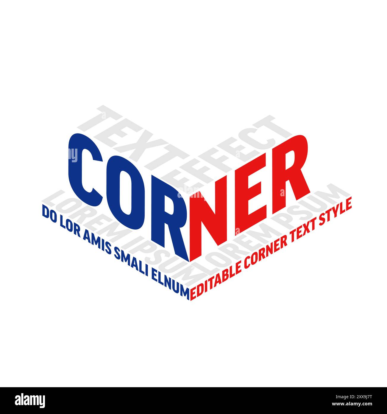 Vector abstract lettering with corner isometry style effect, sample ...