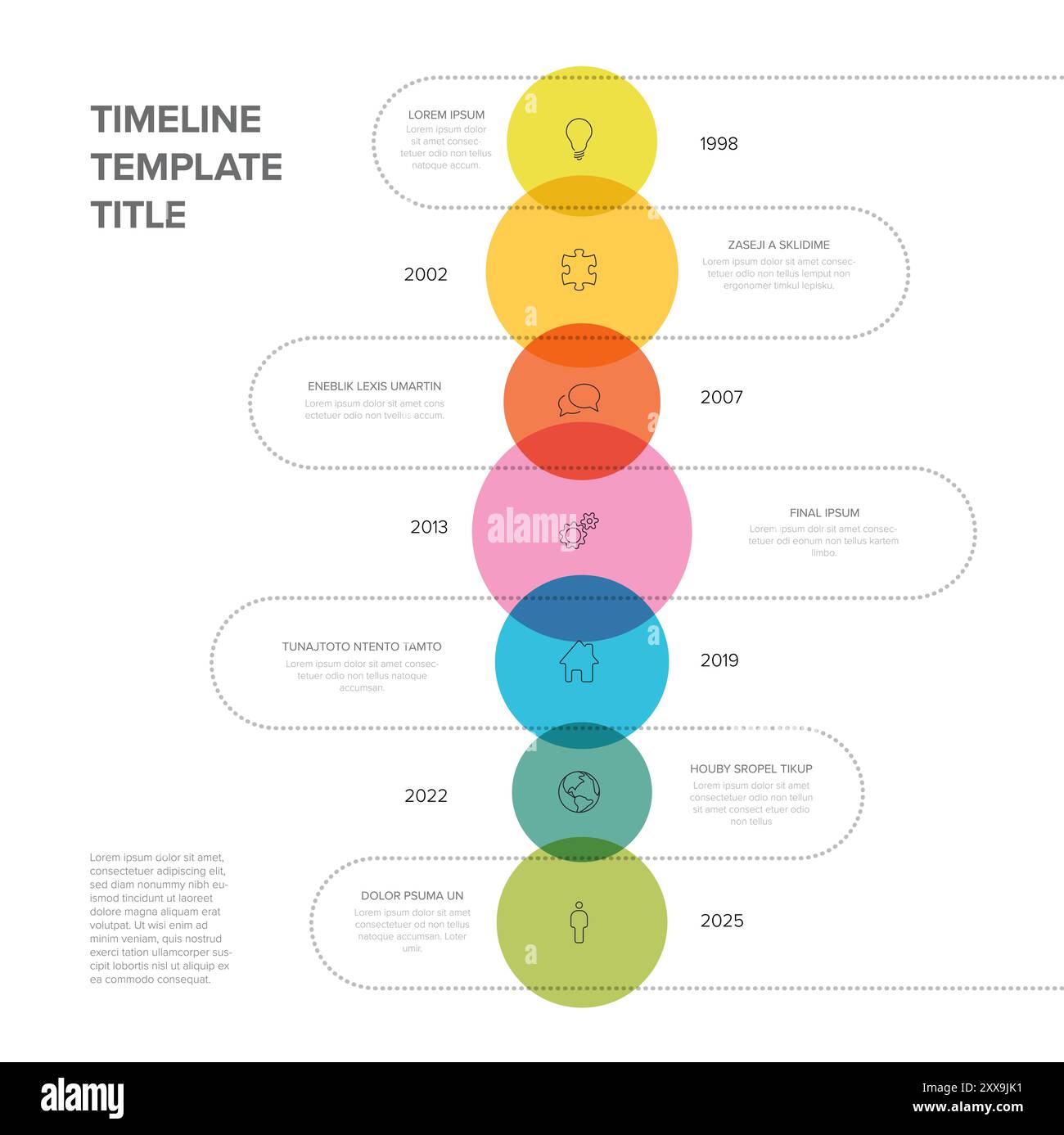 Vectorvertical time line infochart template with highlighet vertical ...