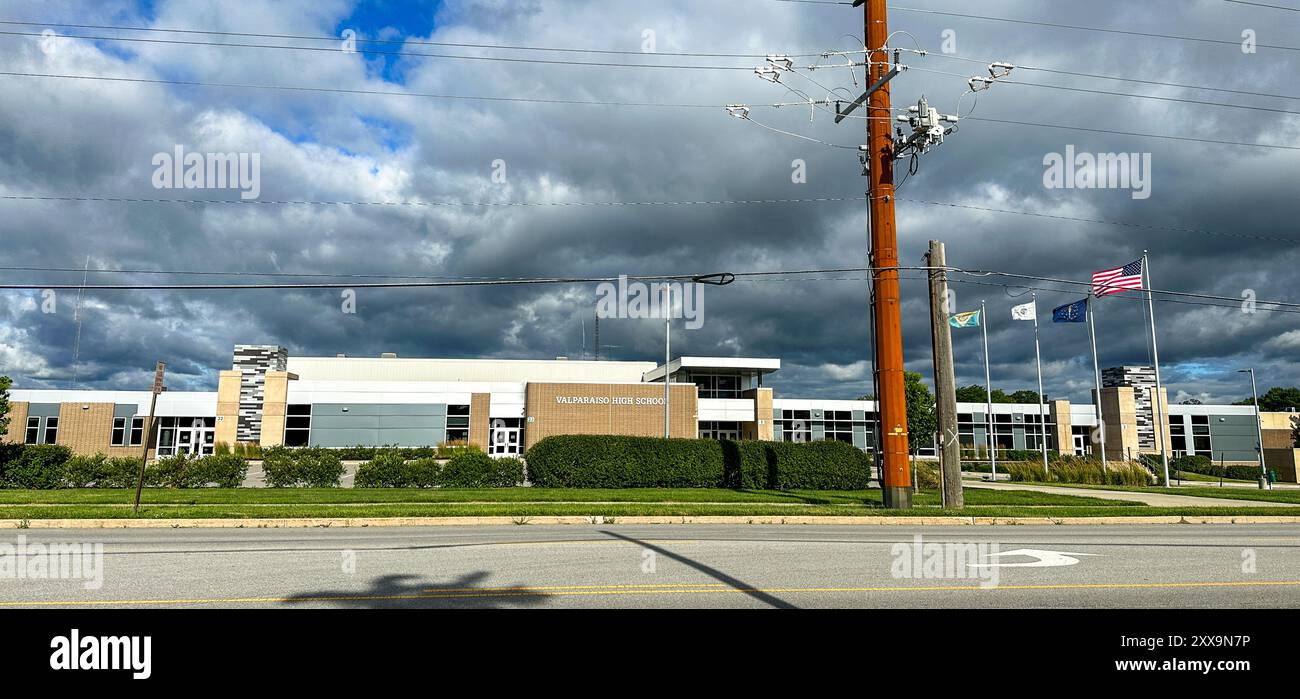 Valparaiso High School exterior on a stormy day Stock Photo - Alamy