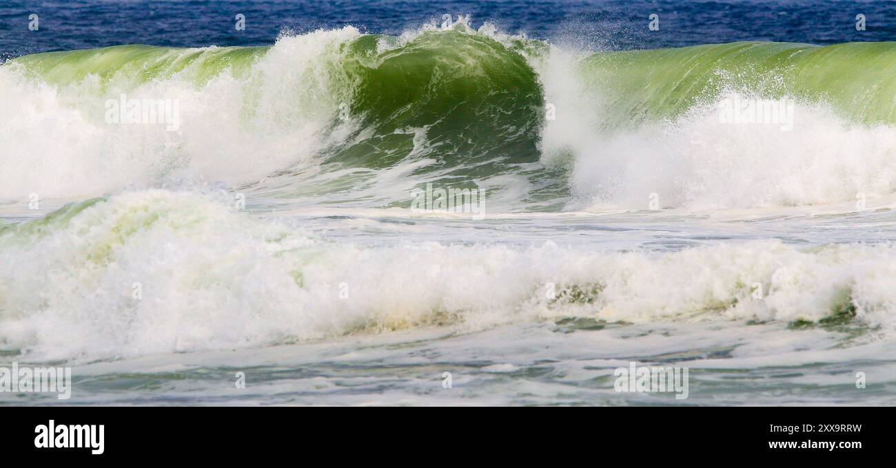 The atlantic ocean churning large waves at Gilgo Beach off the coast of ...