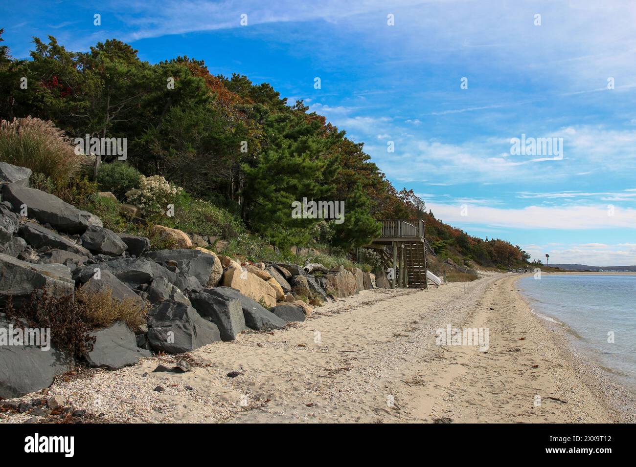The West side of Nassau Point looking south to the end of the point on ...