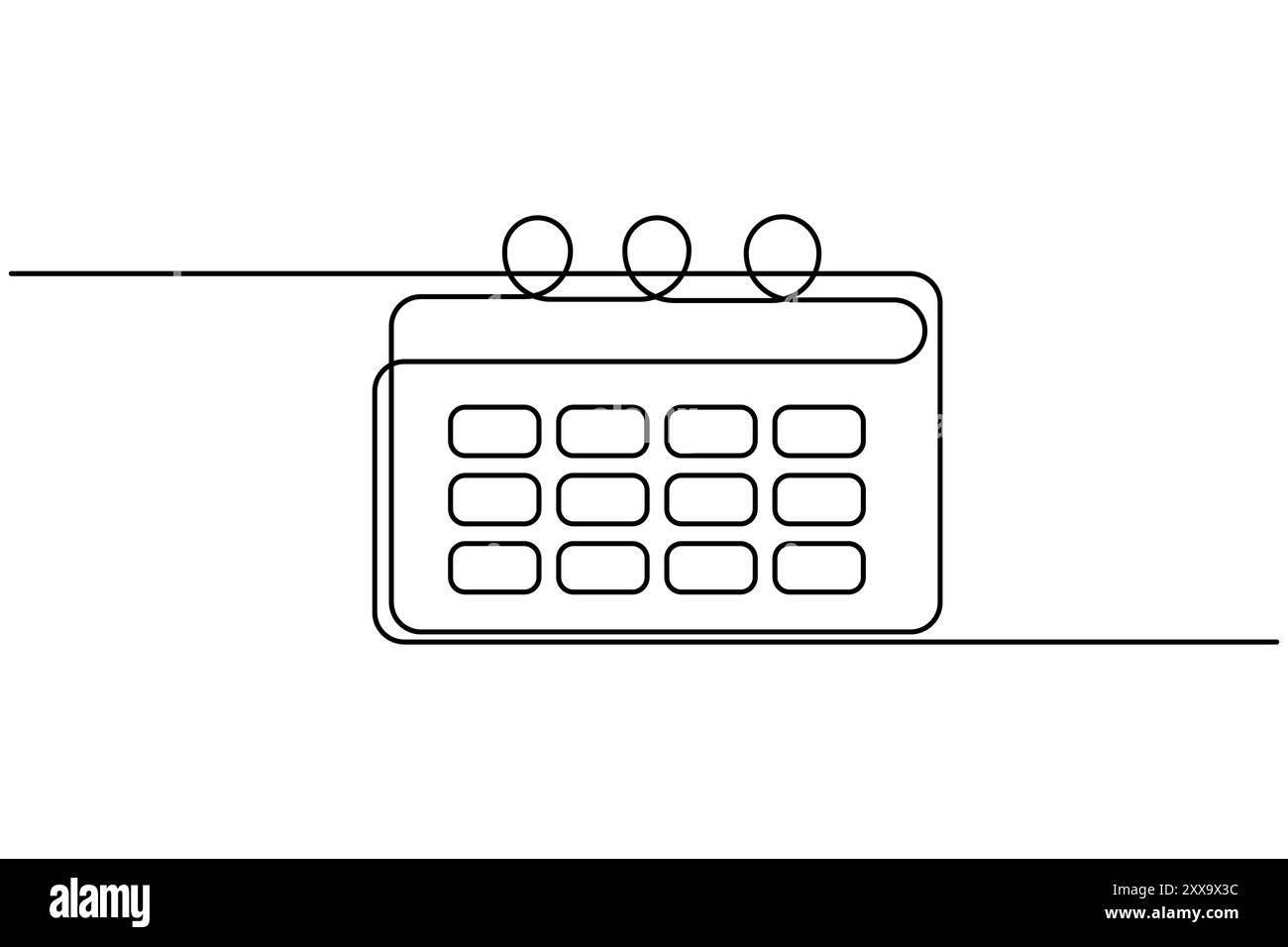 Table calendar continuous one line drawing of isolated outline vector ...