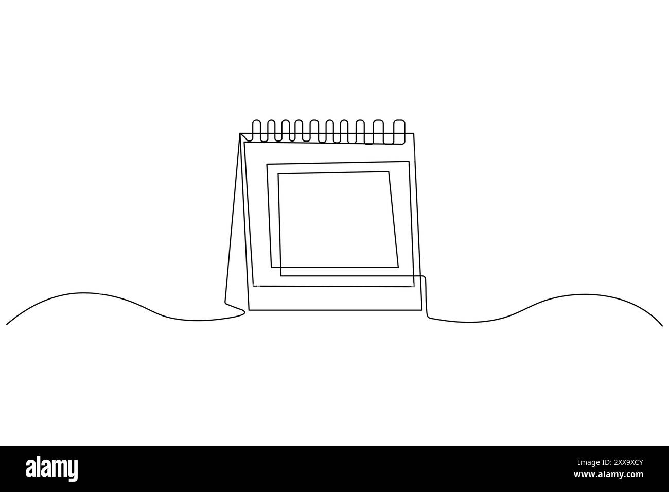 Table calendar continuous one line drawing of isolated outline vector ...