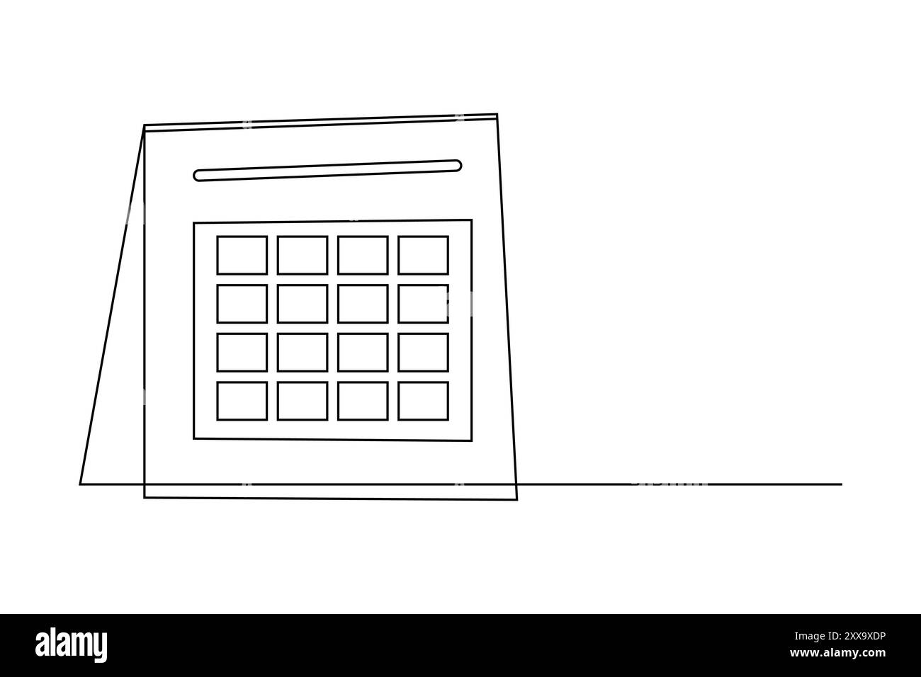 Table calendar continuous one line drawing of isolated outline vector ...