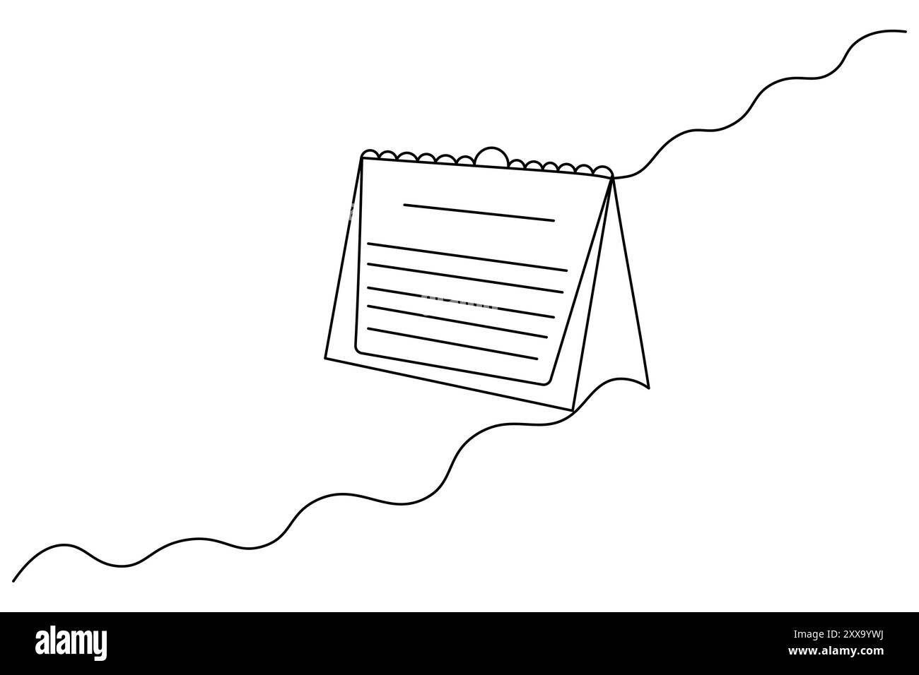 Table calendar continuous one line drawing of isolated outline vector ...