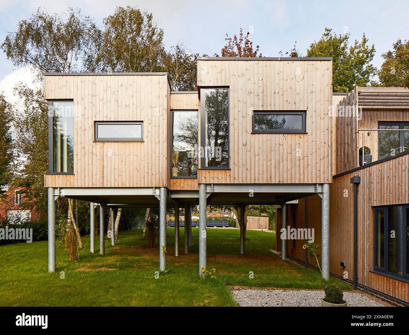 View of south elevation, wood cladding and aluminium window. Serenity ...