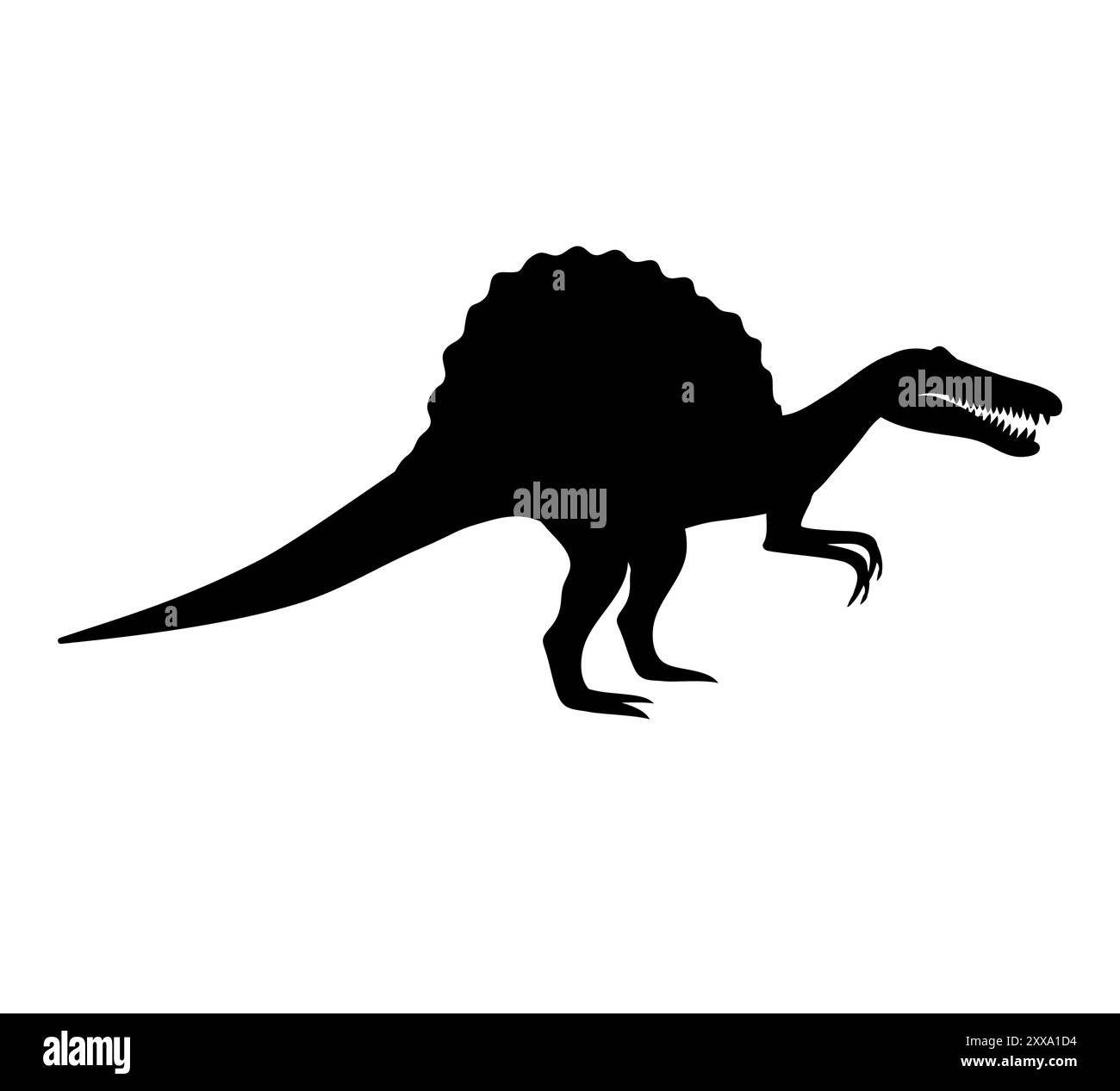 Vector flat hand drawn spinosaurus dinosaur silhouette isolated on white background Stock Vector ...