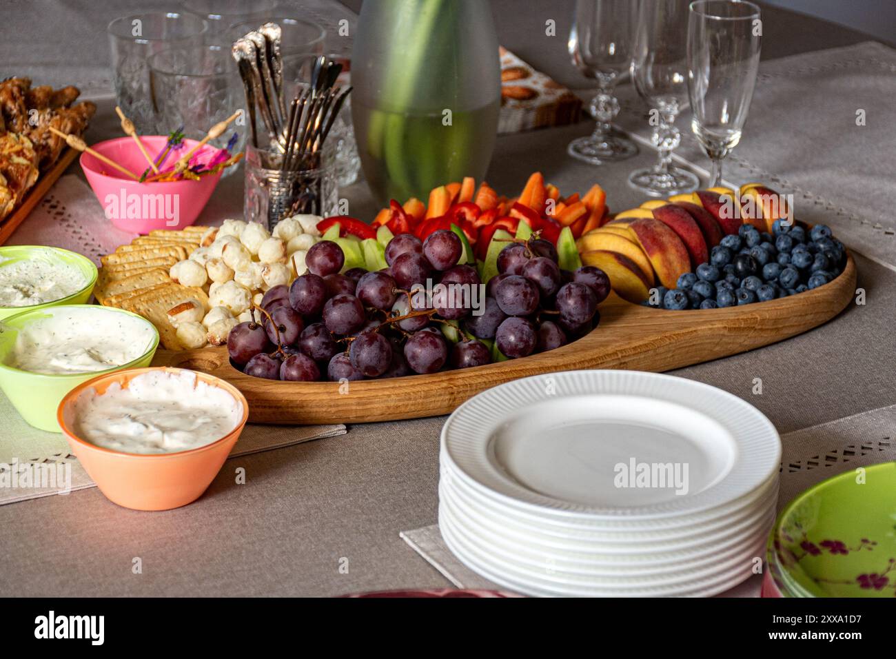 photo with food from a birthday party, table decorations, holiday ...