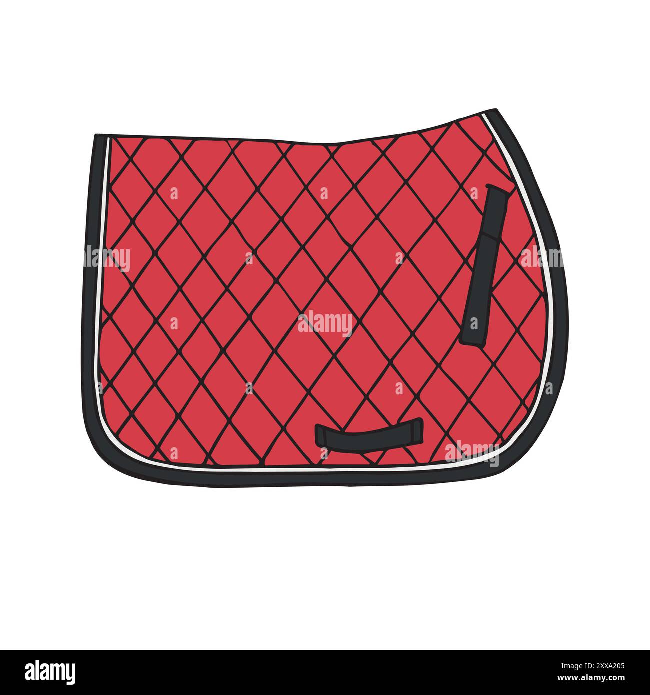 Vector hand drawn doodle sketch colored horse equestrian saddle pad isolated on white background ...