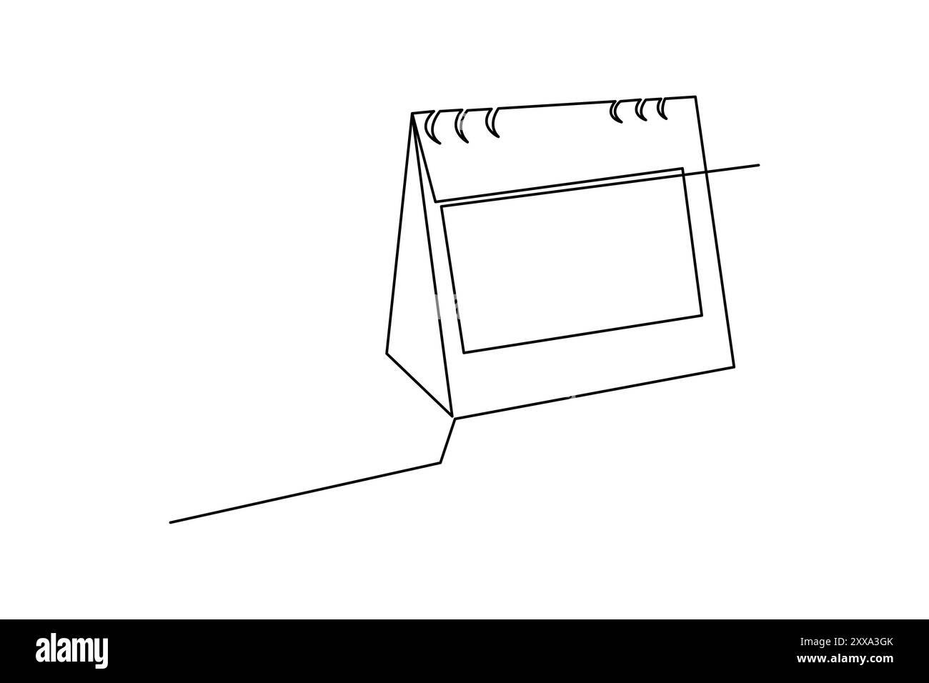 Table calendar continuous one line drawing of isolated outline vector ...