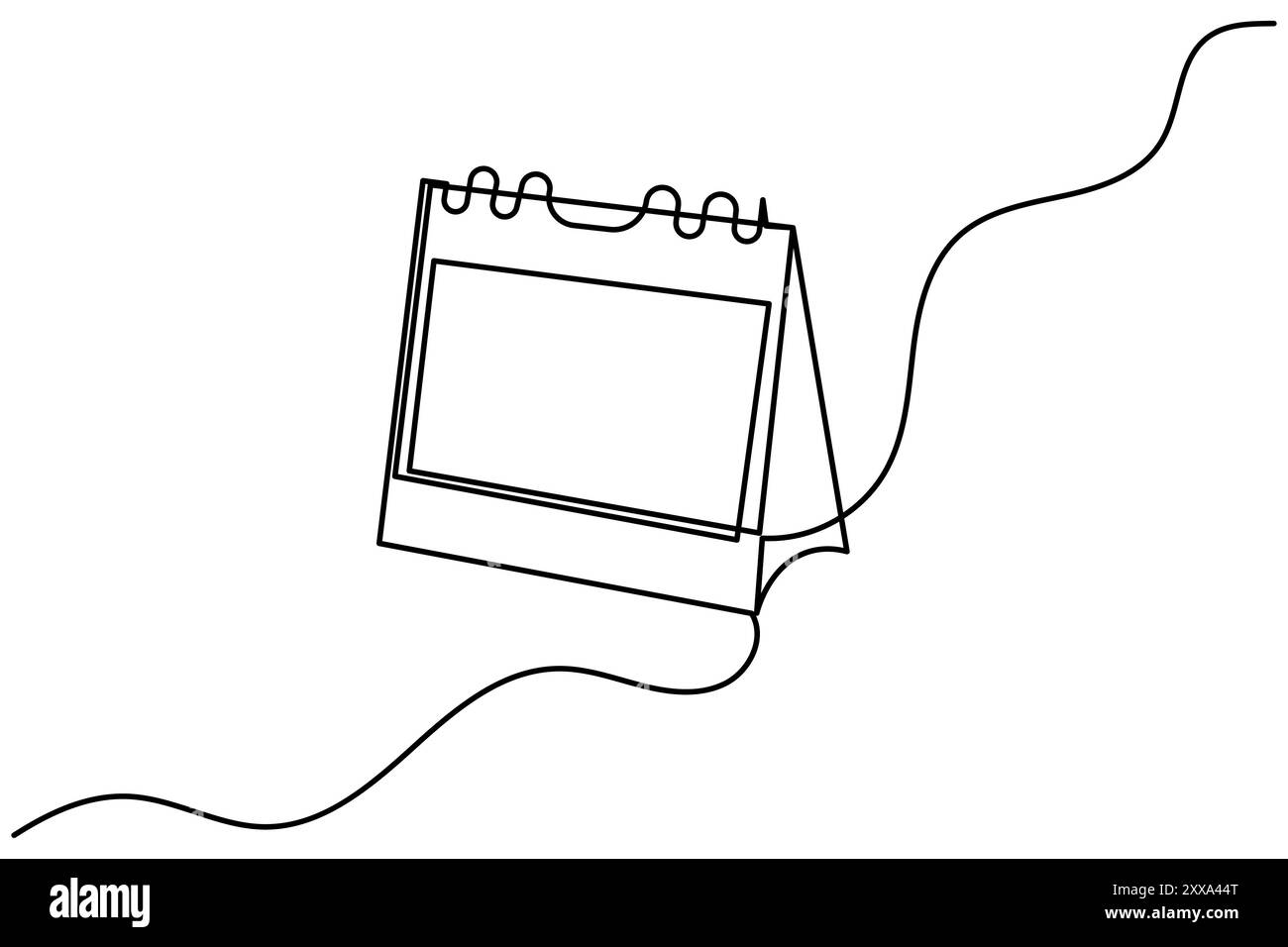 Table calendar continuous one line drawing of isolated outline vector ...