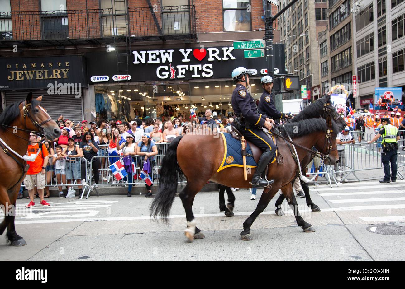 Dominican Day Parade: NYPD officers on horseback lead the Dominican Day ...