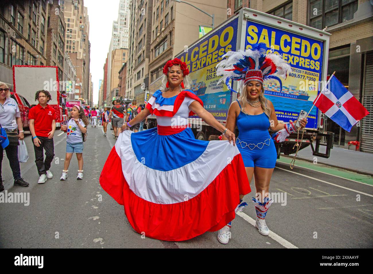 Dominican Day Parade: Women in the parade ready to march Stock Photo ...