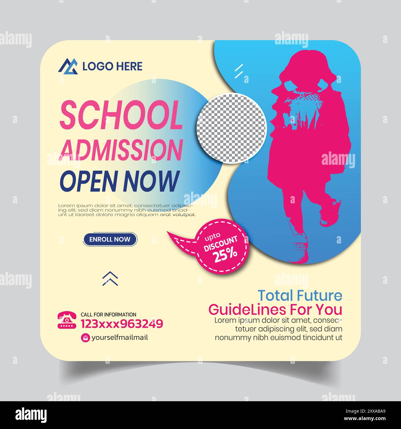 Kids School Advertisement Social Post Design Templates Stock Vector ...