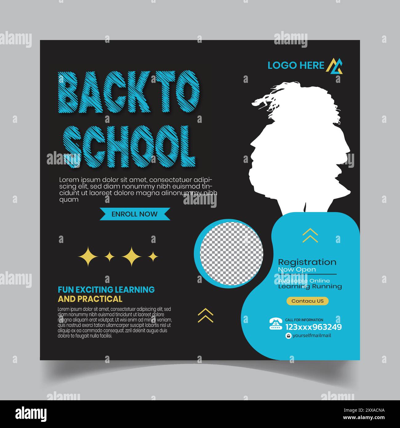 Unique Creative School Admission Social Media Post Design Stock Vector ...