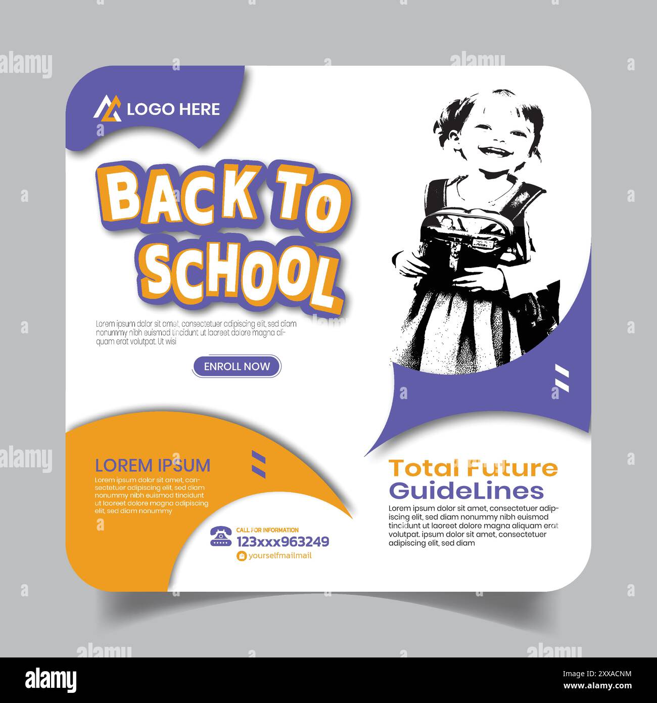 Tidy Modern School Advertisement Social Post Templates Stock Vector ...