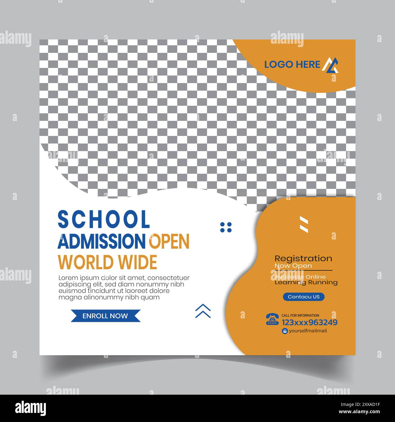 Stylish Creative School Admission Social Media Post Design Stock Vector ...