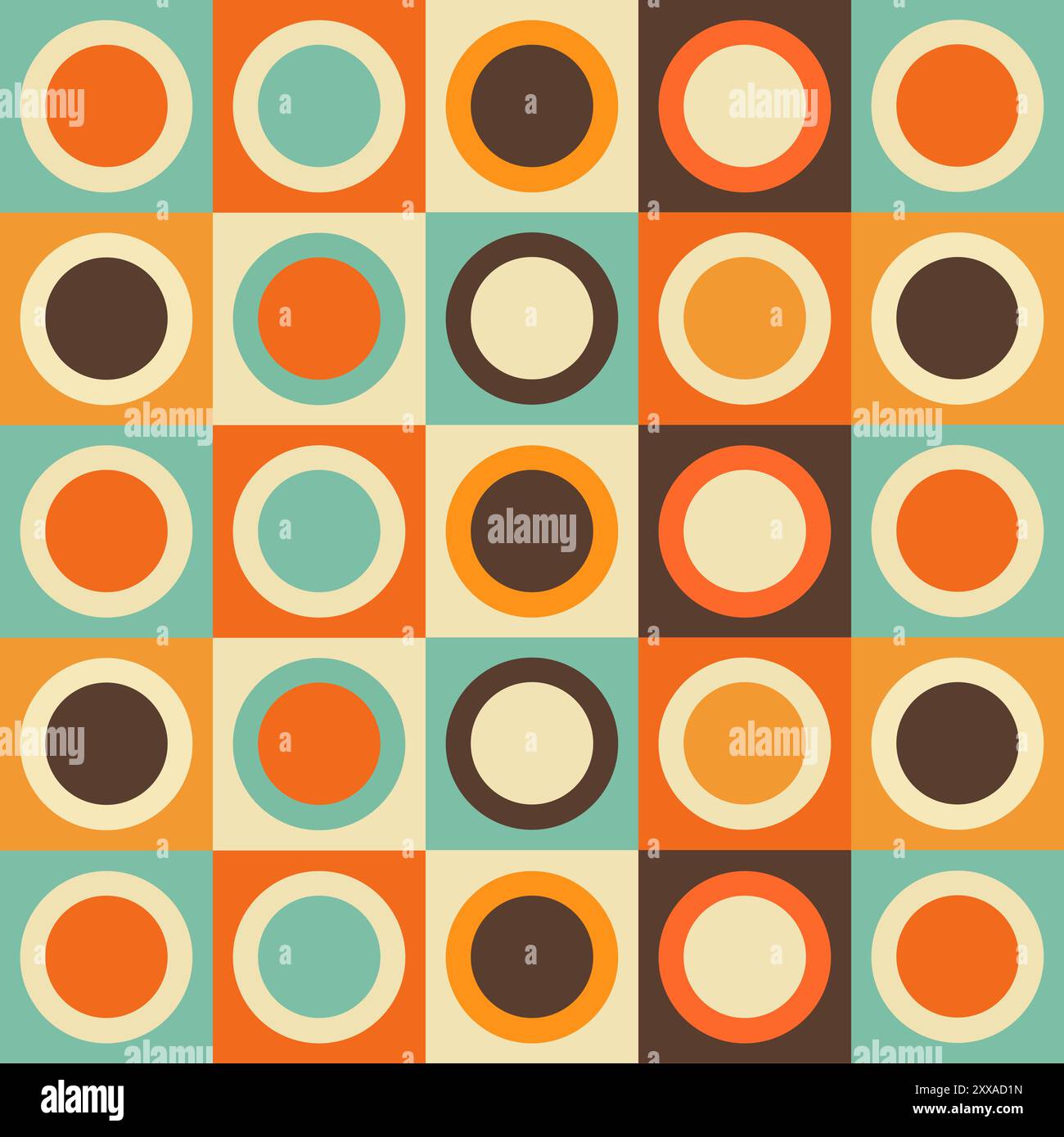 Retro 60s 70s Squares And Circles Funky Vintage Bohemian Pattern Stock ...