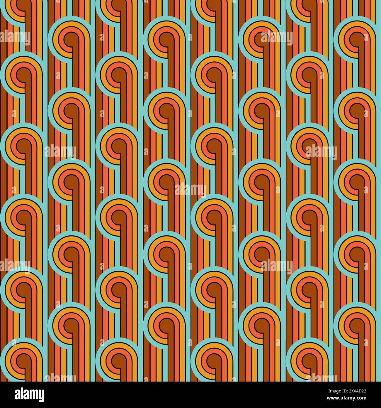 Red Orange And Blue Mid Century Seventies Style Pattern Stock Photo - Alamy