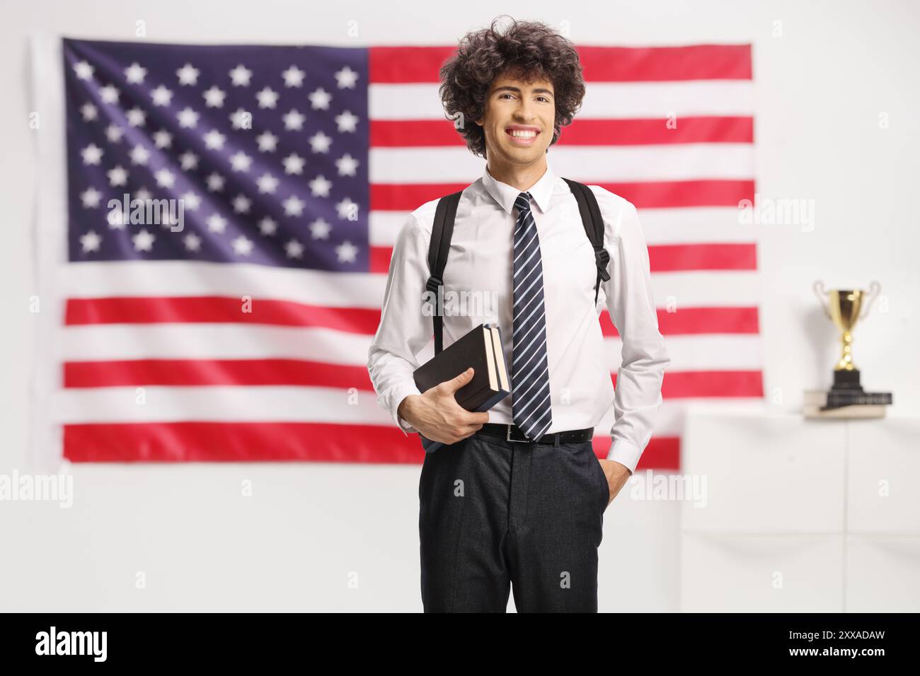 Student holding american flag hi-res stock photography and images - Alamy