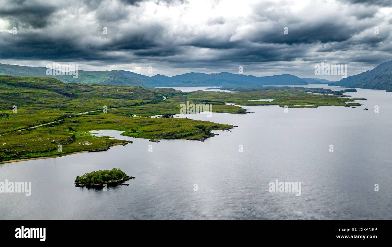 Aerial View Of The Highlands At Loch Maree Near Talladale In Scotland ...