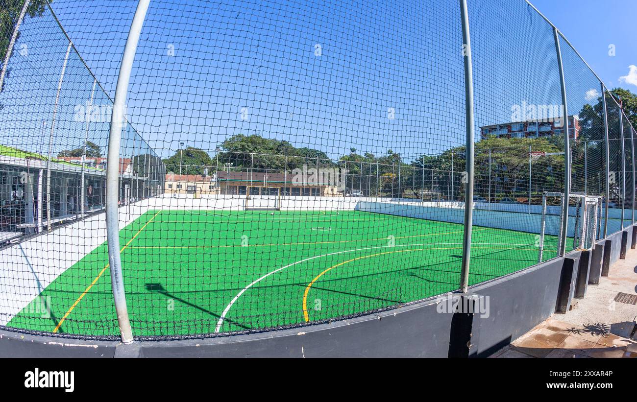 Football soccer atro turf netted rebound enclosure from goals across ...