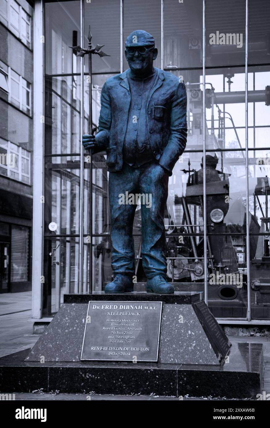 A traditional rendition of the statue of the famous Bolton steeplejack ...