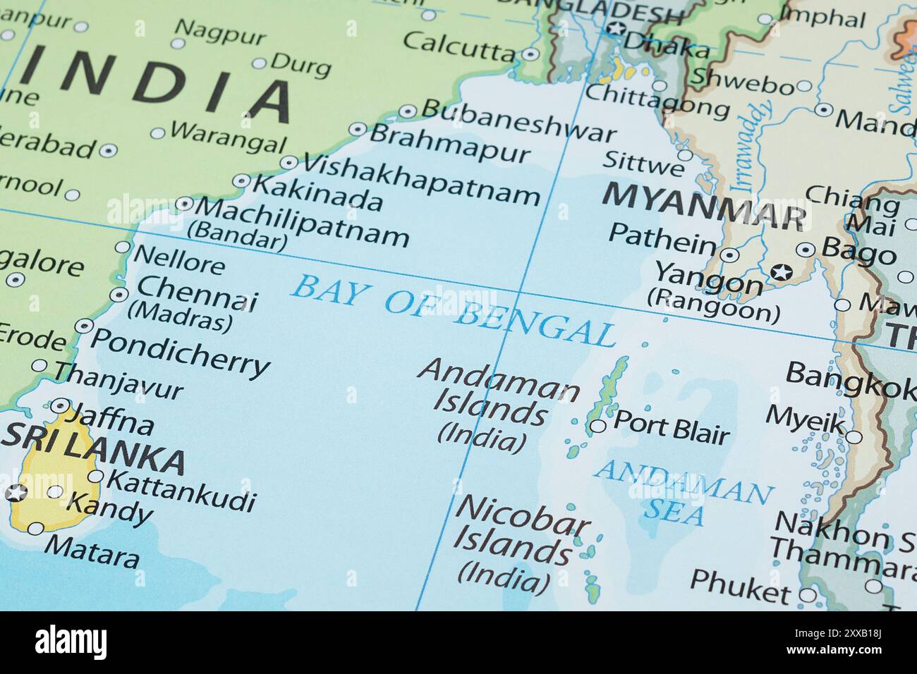 Macro photo of Bay of Bengal region in indian ocean with country ...
