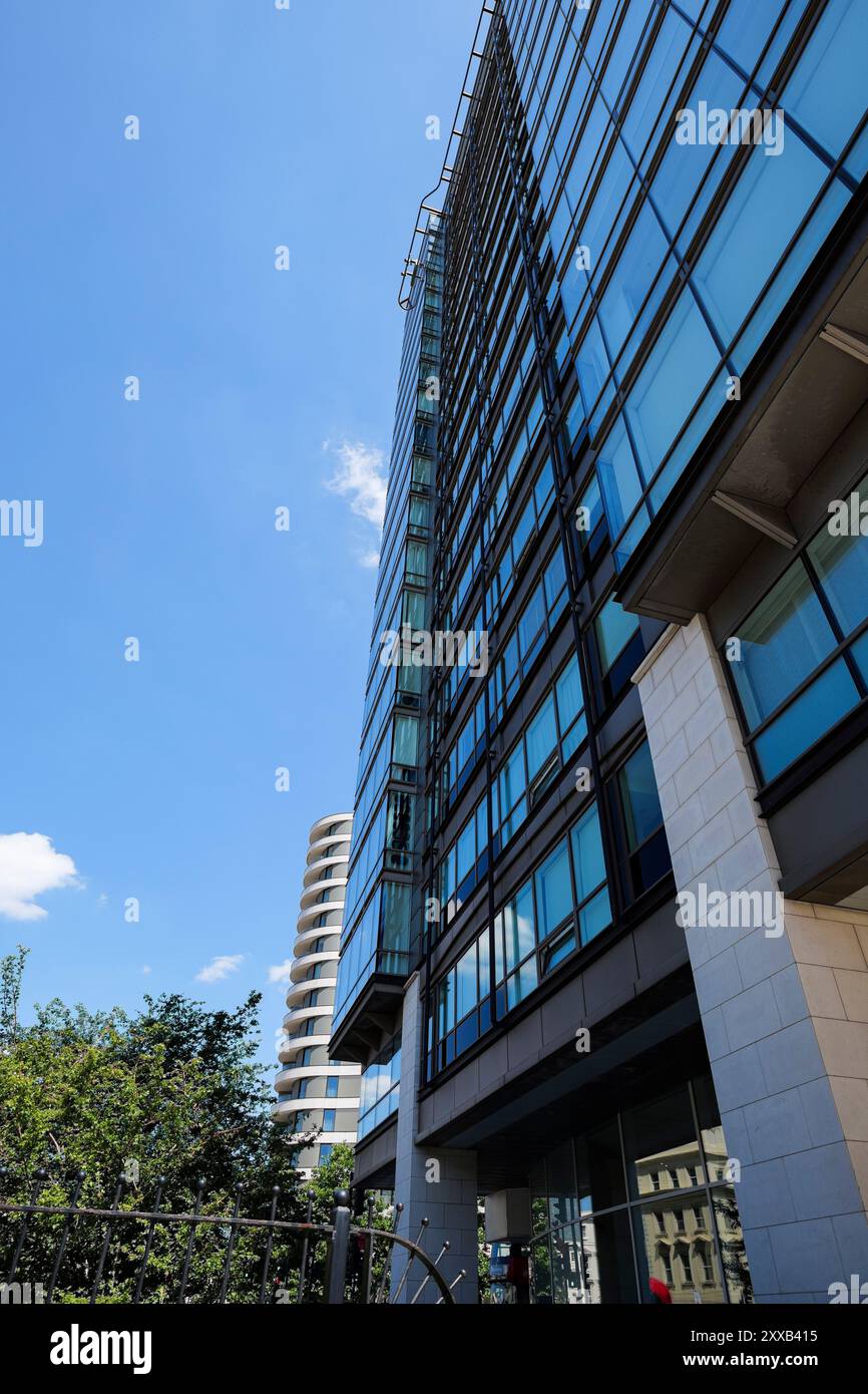 London - 06 14 2022: View from below of The Panoramic apartment ...
