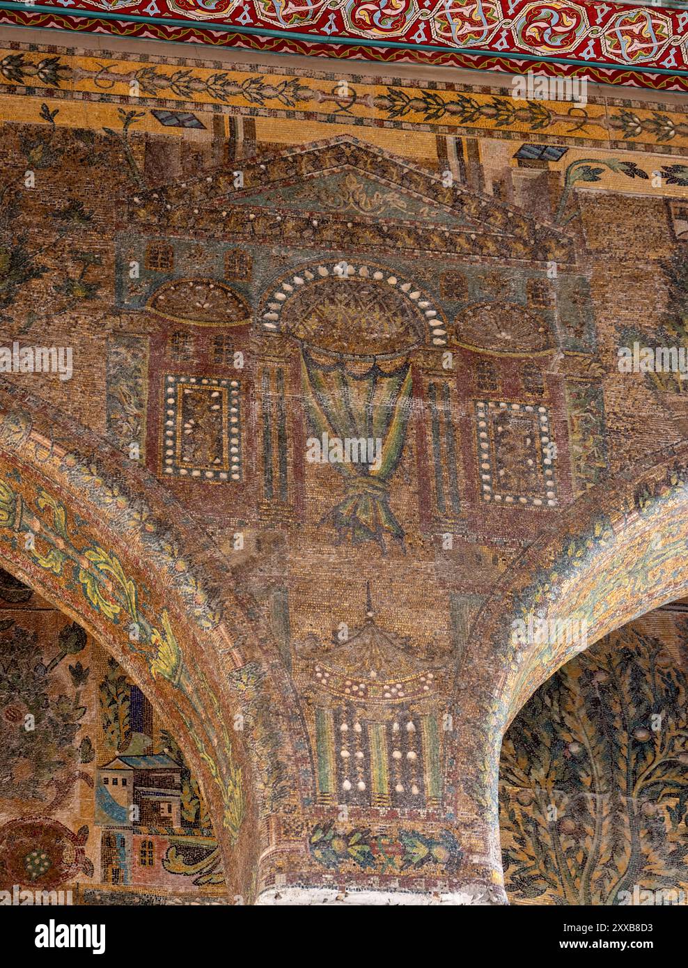 mosaics of west entrance, Great Mosque of Damascus, Syria Stock Photo ...