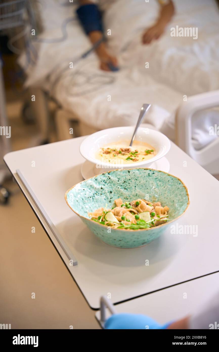 Patient was brought a hospital lunch on tray to ward Stock Photo - Alamy
