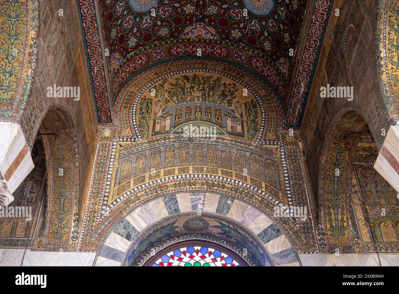 mosaics of west entrance, Great Mosque of Damascus, Syria Stock Photo ...