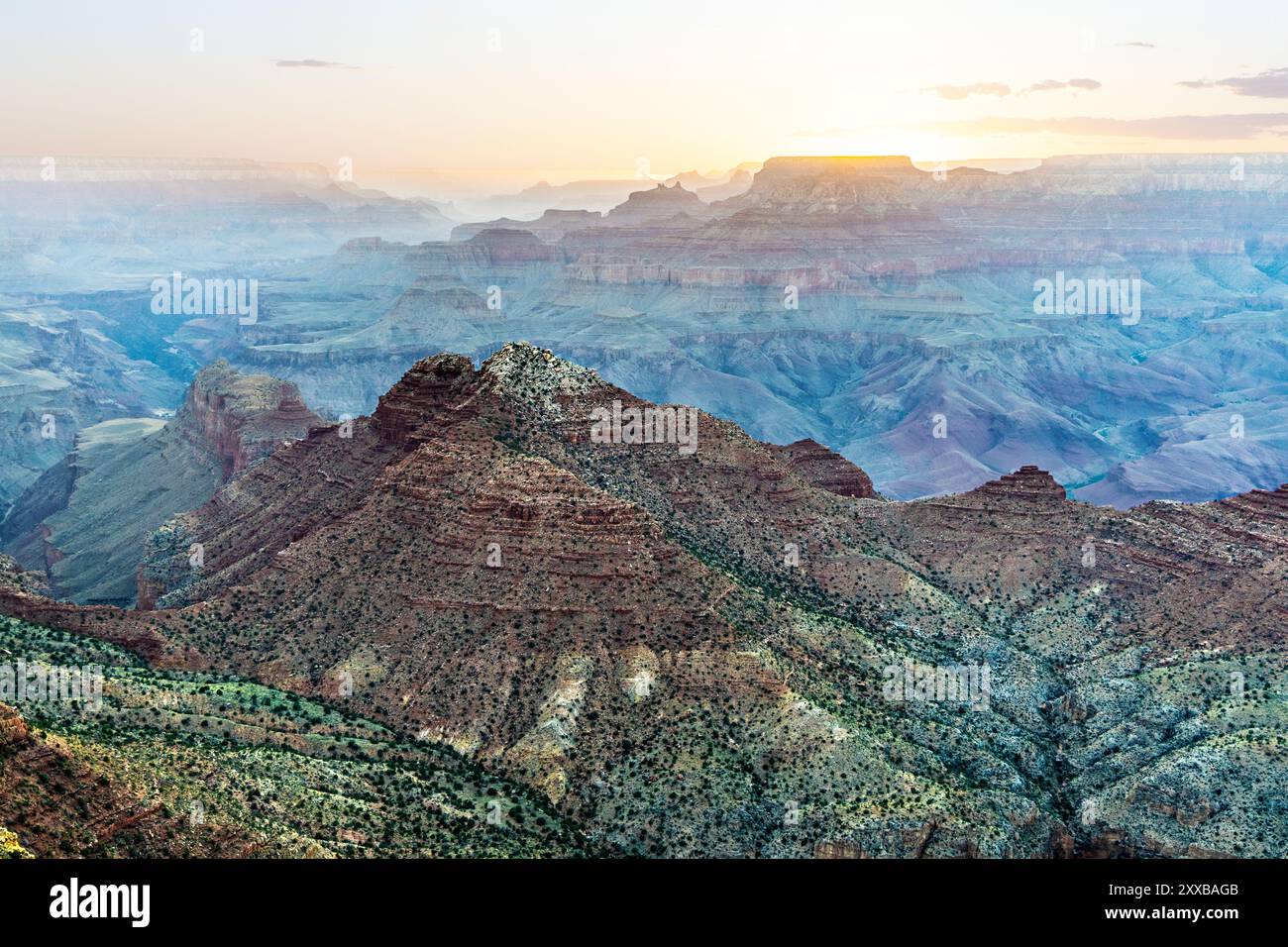 Grand Canyon at sunset from Desert View Watchtower viewpoint, Arizona ...