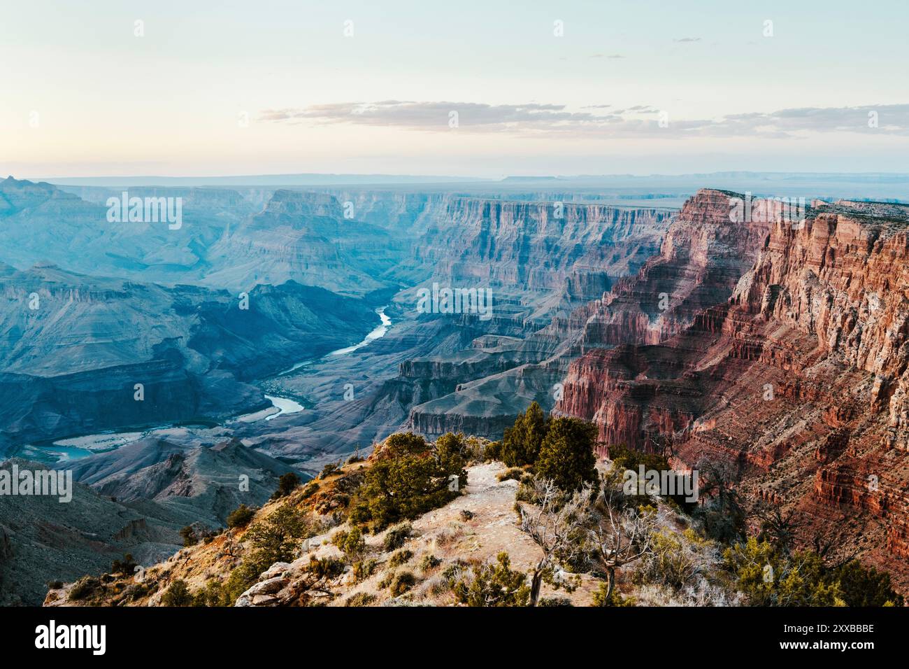 Grand Canyon at sunset from Desert View Watchtower viewpoint, Arizona ...