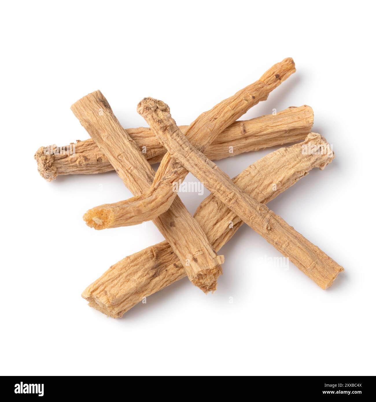 Heap of Codonopsis pilosula, Dangshen, roots close up isolated on white ...