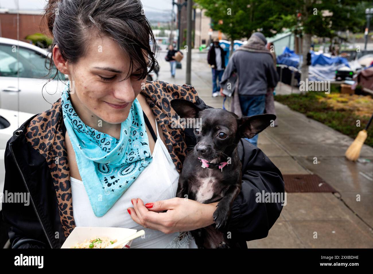 Homeless woman dog hi-res stock photography and images - Alamy