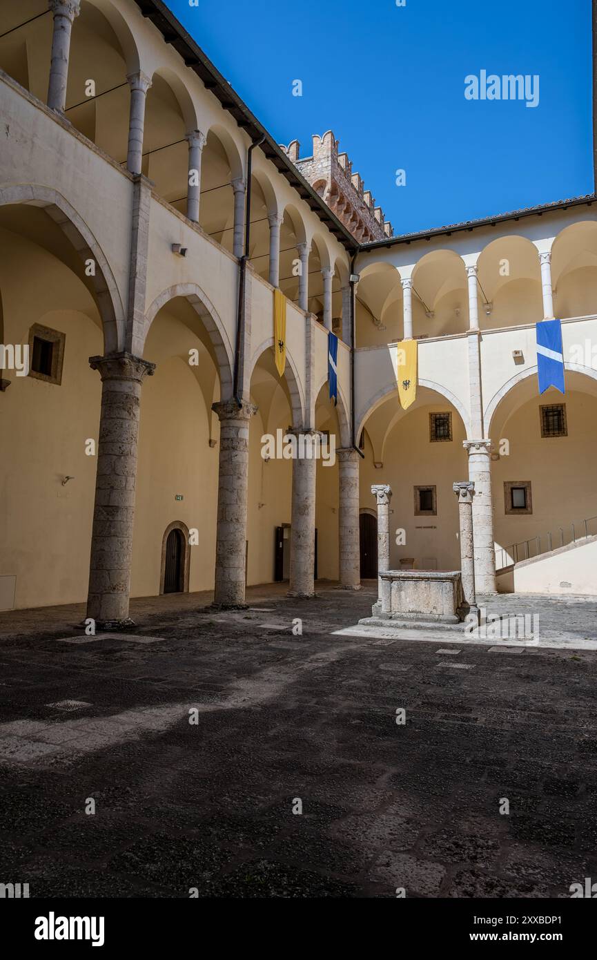 The Piccolomini Castle of Celano overlooks the Fucino plain, once ...