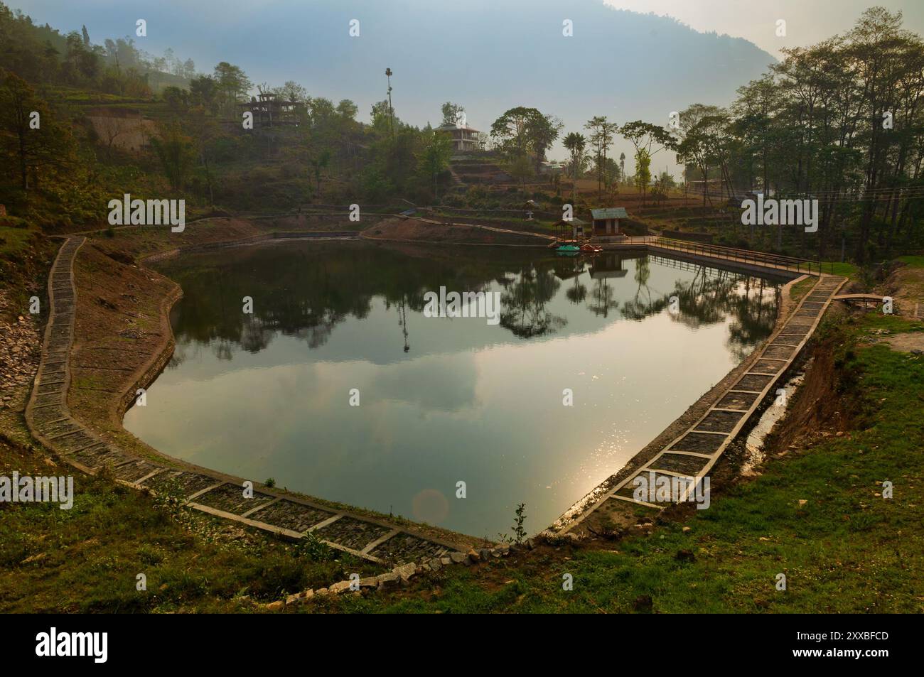 Sun reflection on water of Chayatal or Chaya Taal, West Sikkim, India ...