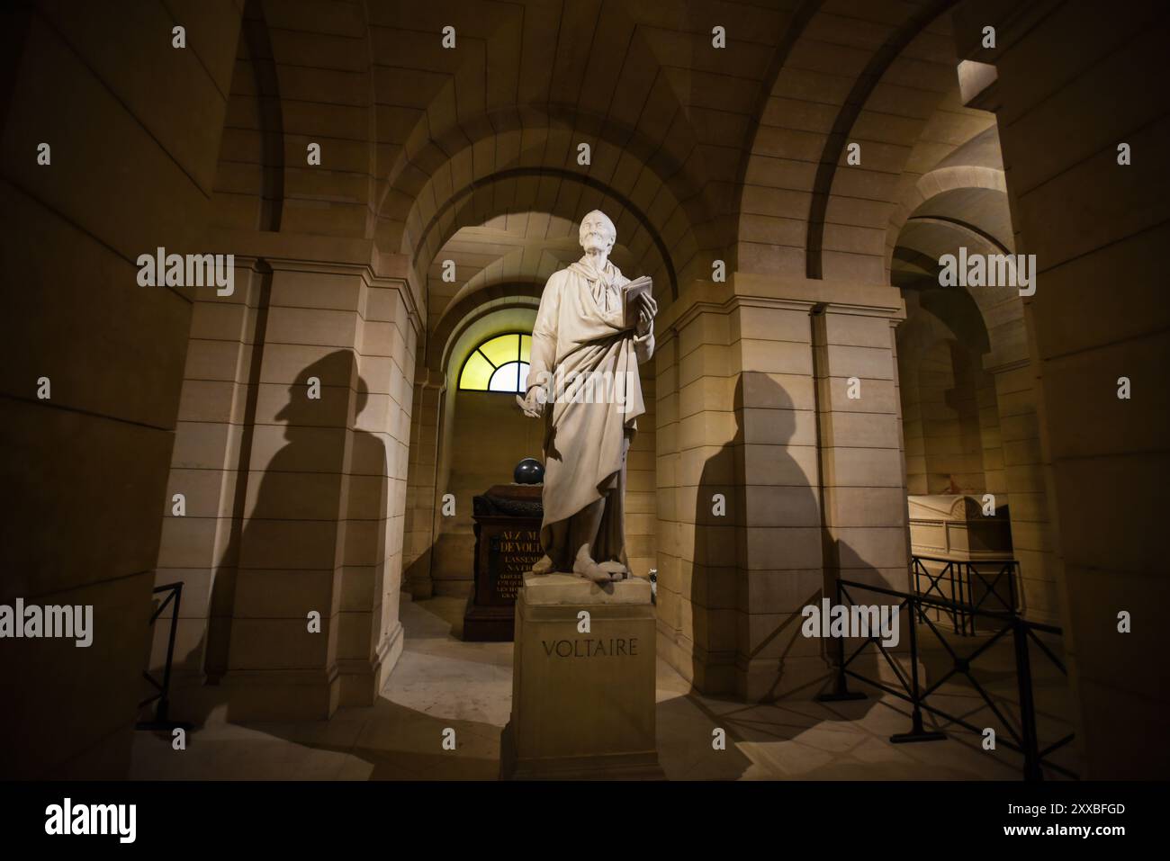 Voltaire Statue and Shadows beneath the Arches of the Panthéon - Paris ...