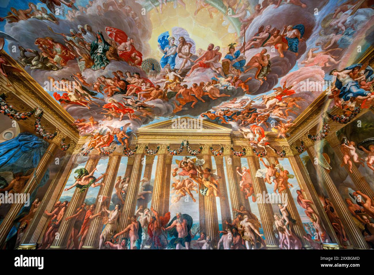 The Heaven Room, with murals by Antonio Verrio, Burghley House, near ...