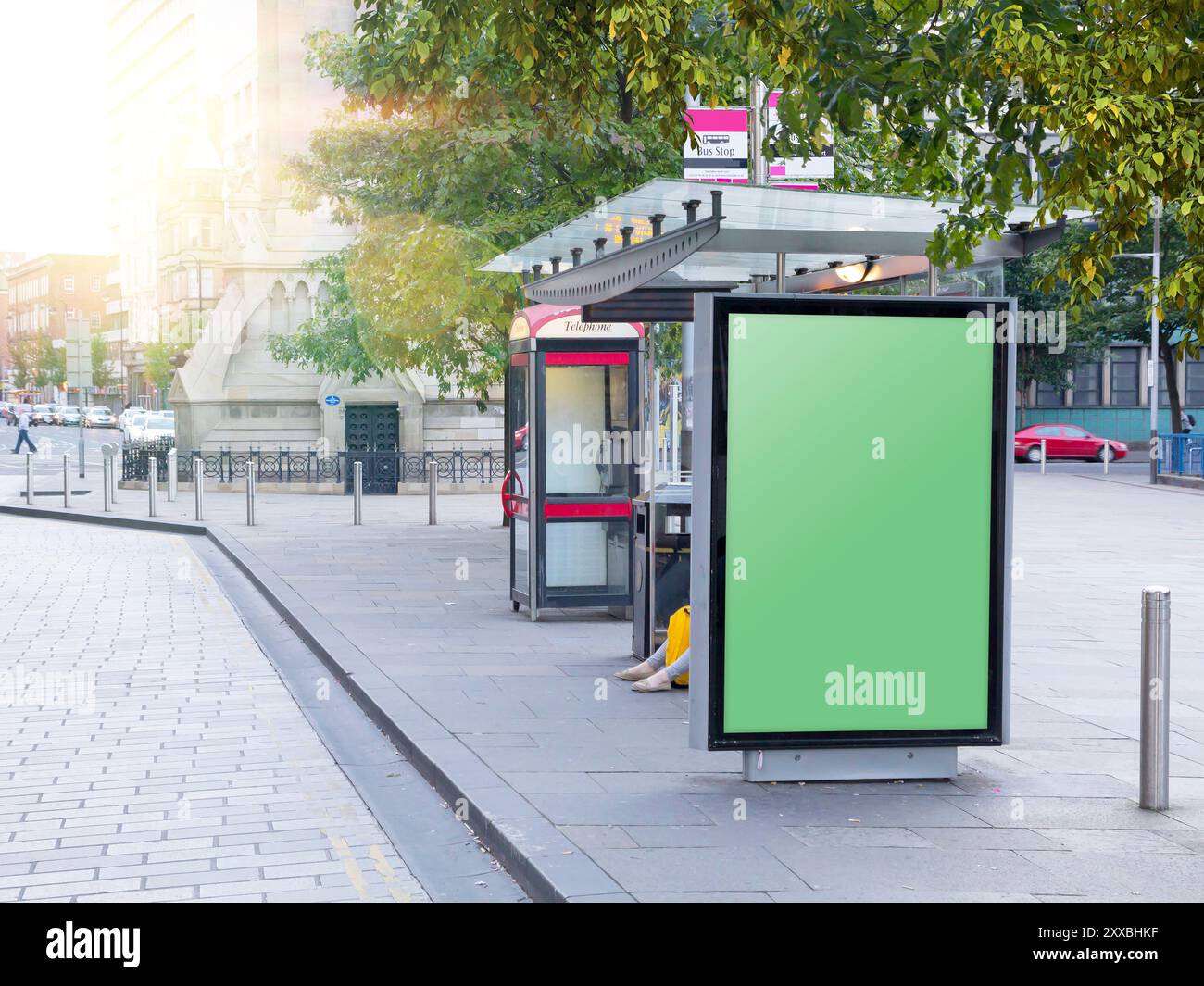 Blank Vertical Advertisement Poster at a City Bus Stop Stock Photo - Alamy