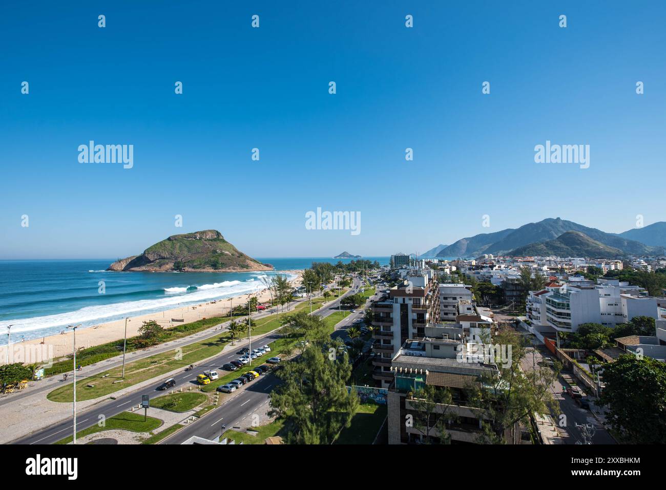 Aerial View of Pedra do Pontal and Beachfront in Recreio dos ...