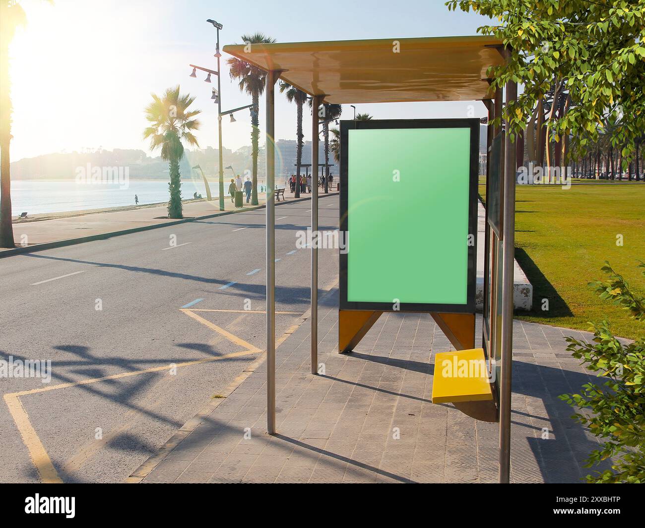 Blank Vertical Advertisement Poster at a City Bus Stop Stock Photo - Alamy